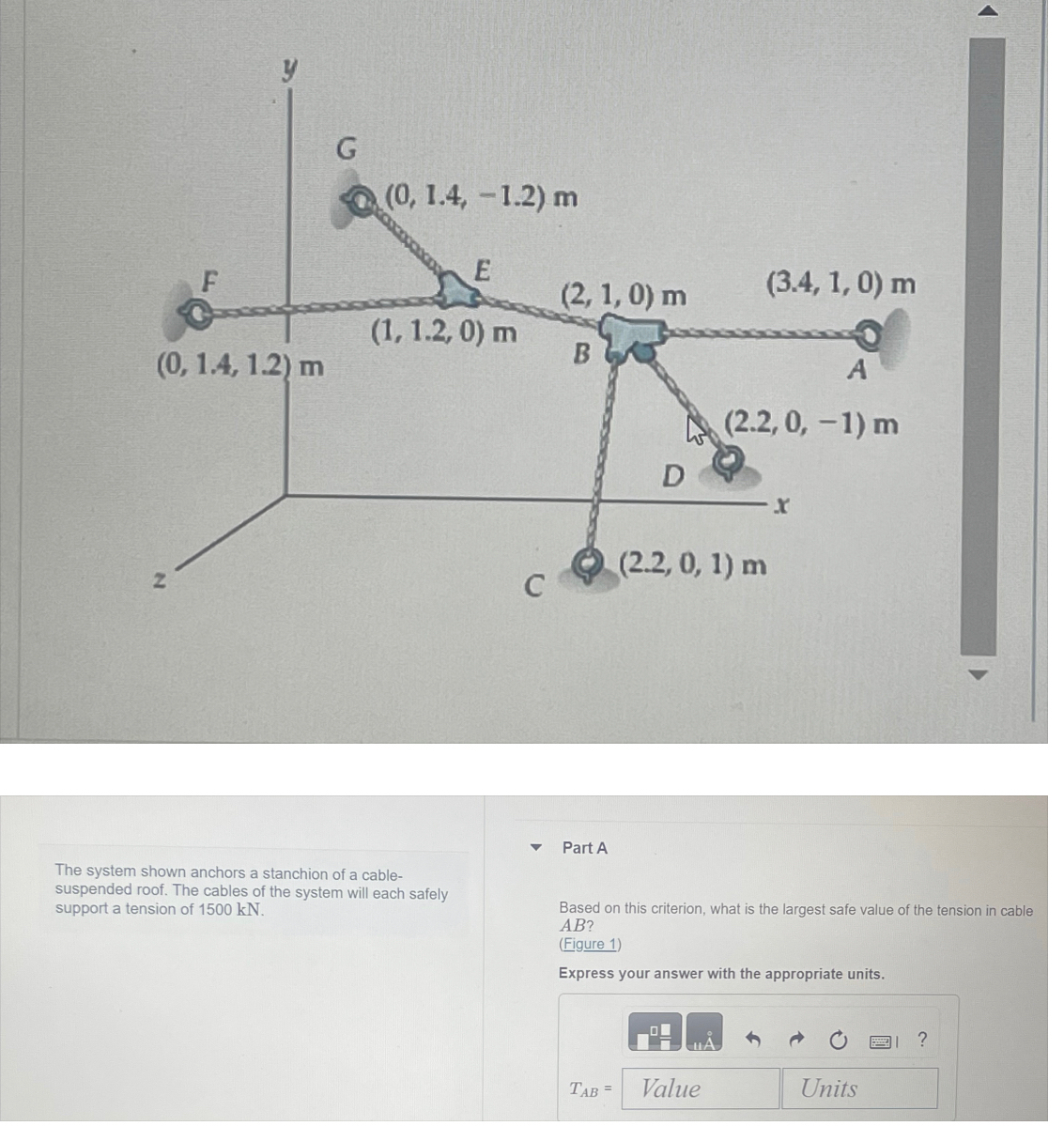 Figure1 ﻿of 1Part AThe system shown anchors a | Chegg.com