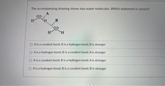 Solved The accompanying drawing shows two water molecules. | Chegg.com