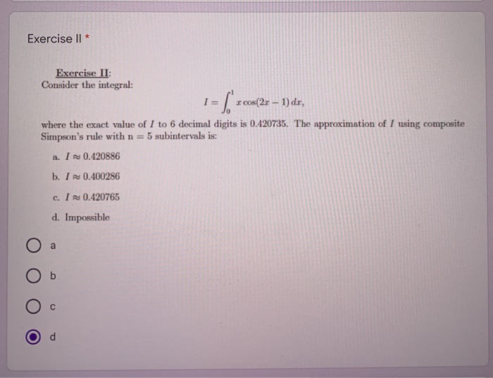 Solved Exercise Iv Exercise Iv The Approximation Of The 5529