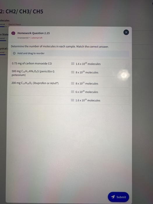 Solved 2: CH2/ CH3/ CH5 Slecules Due hours e State Homework | Chegg.com