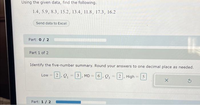 Solved Using the given data, find the following. | Chegg.com