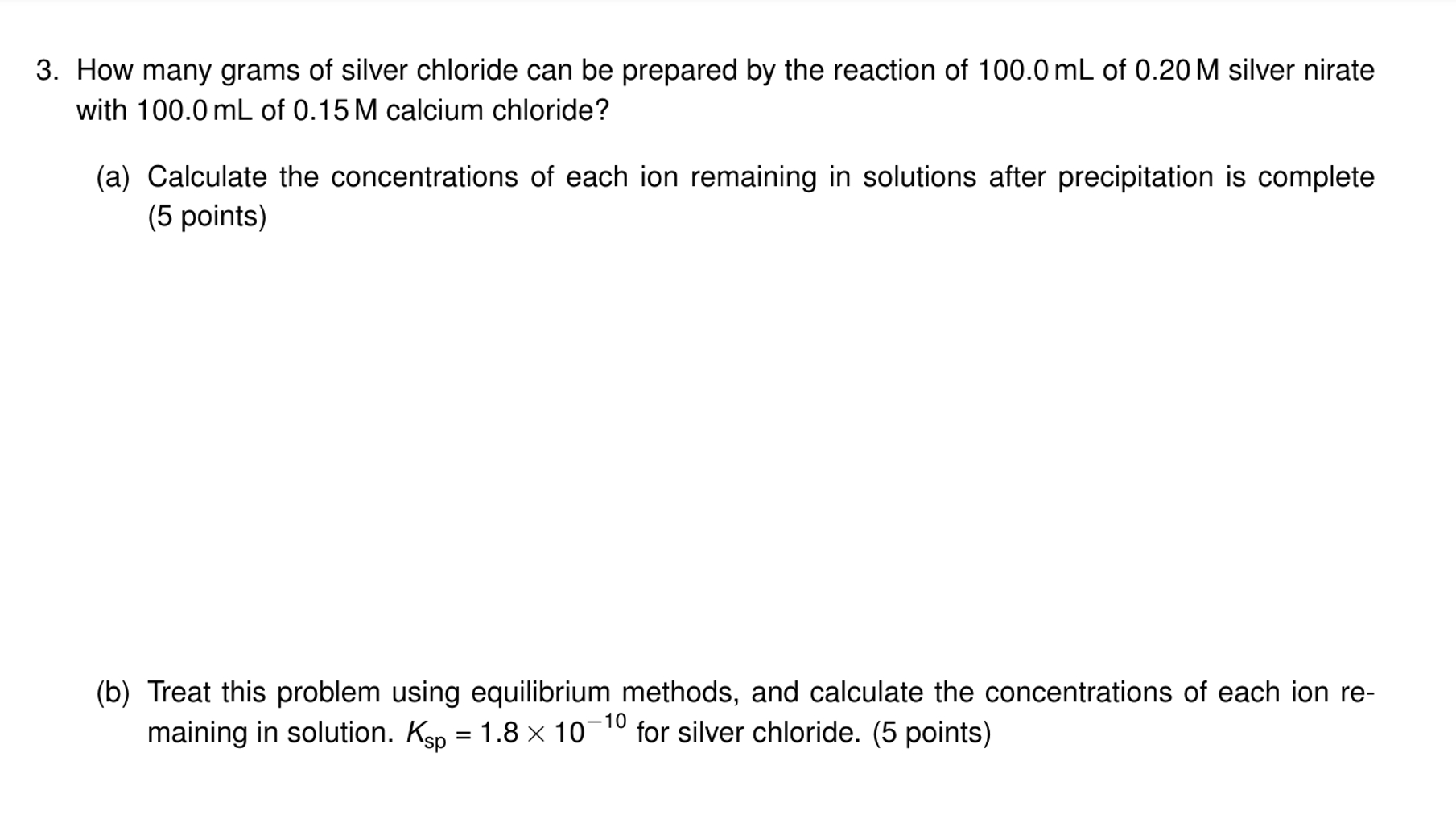 Solved How many grams of silver chloride can be prepared by | Chegg.com