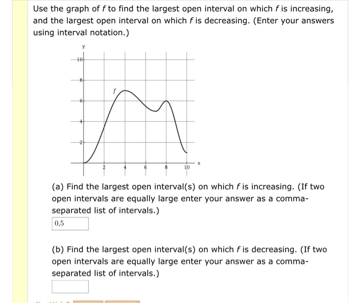 Solved Use the graph off to find the largest open interval | Chegg.com
