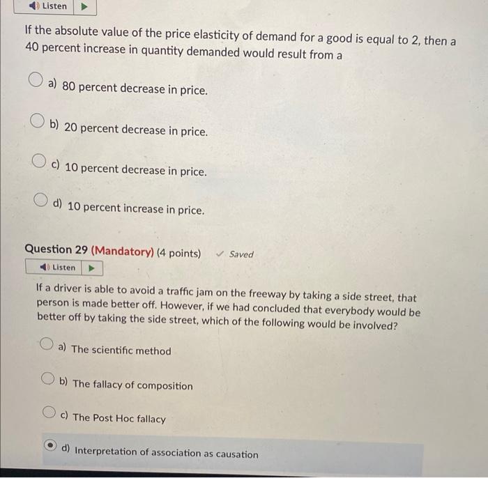 Solved If the absolute value of the price elasticity of | Chegg.com
