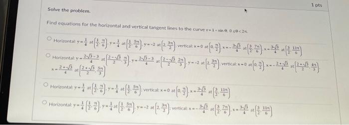 Solved Find equations for the horizontal and vertical | Chegg.com