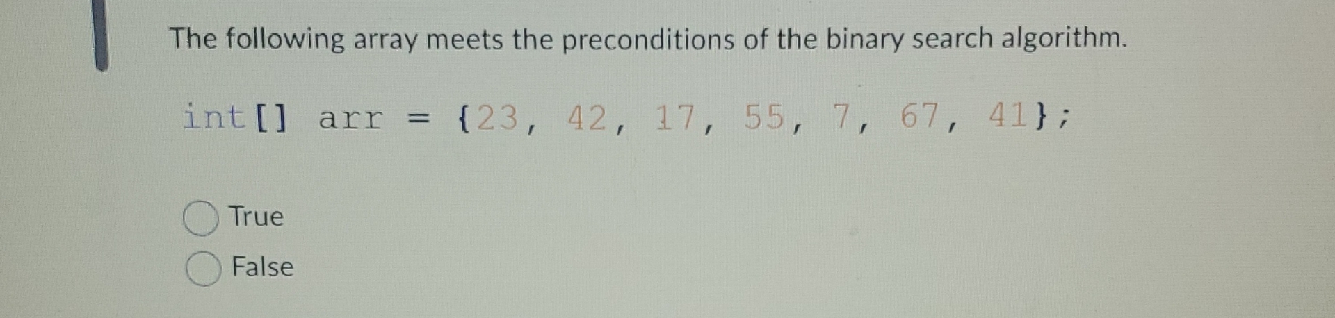 Solved The following array meets the preconditions of the | Chegg.com