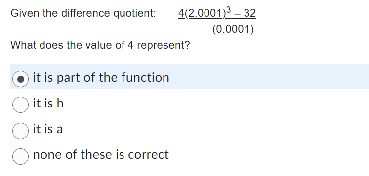 Solved Given the difference quotient: What does the value of | Chegg.com