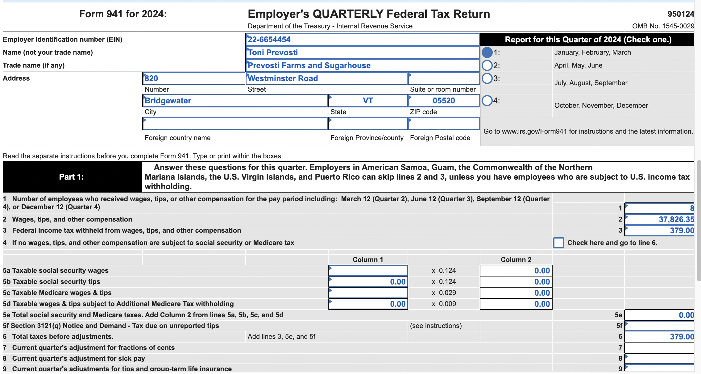 [Solved]: The first-quarter tax return needs to be filed for