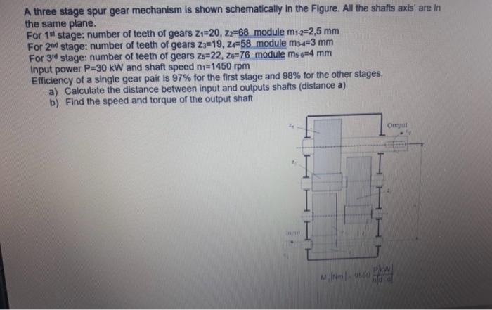 Solved A three stage spur gear mechanism is shown | Chegg.com