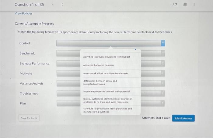 Solved View Policies Current Attempt in Progress Match the | Chegg.com