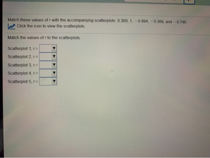 Match these values of r with the accompanying | Chegg.com Match these values of r with the accompanying | Chegg.com