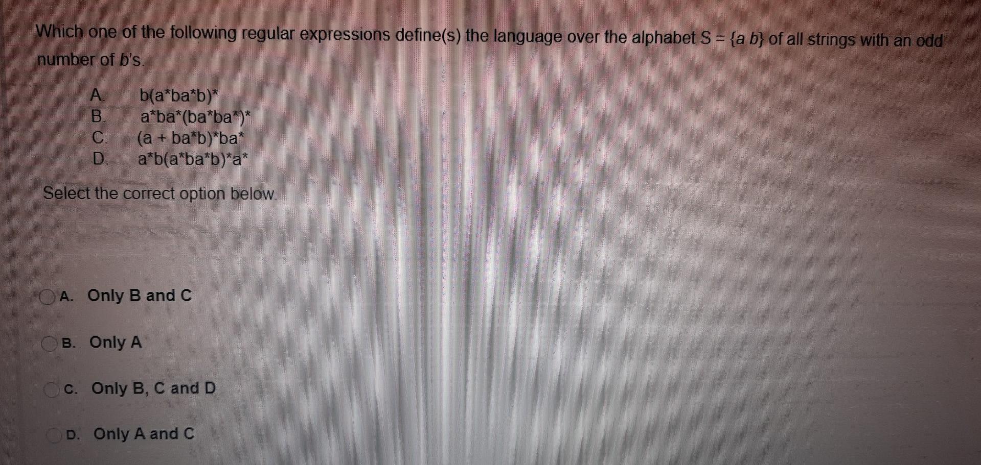 Solved Which one of the following regular expressions | Chegg.com