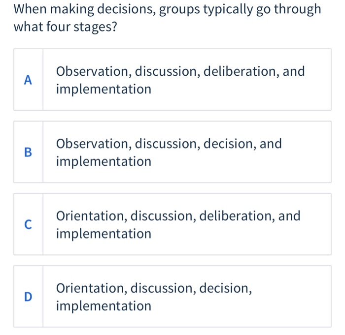 Solved When making decisions, groups typically go through | Chegg.com