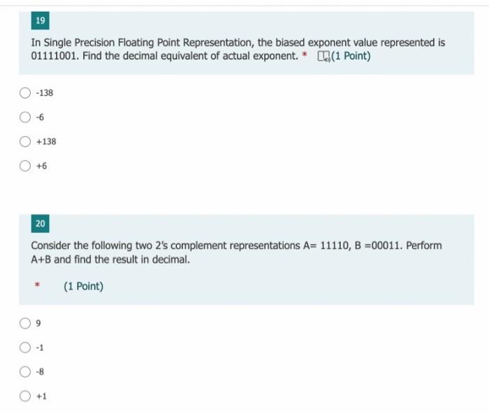 Solved In Single Precision Floating Point Representation, | Chegg.com