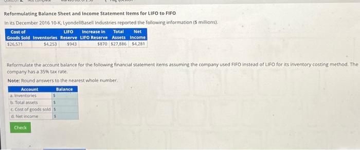 Solved Reformulating Balance Sheet and Income Statement | Chegg.com