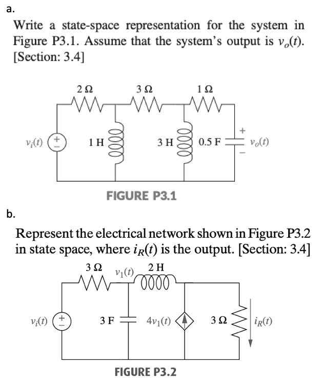 Solved A Write A State Space Representation For The System