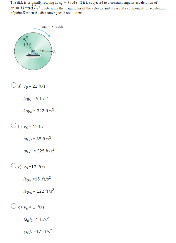 Solved The disk is originally rotating at ω0=8rads. ﻿If it | Chegg.com