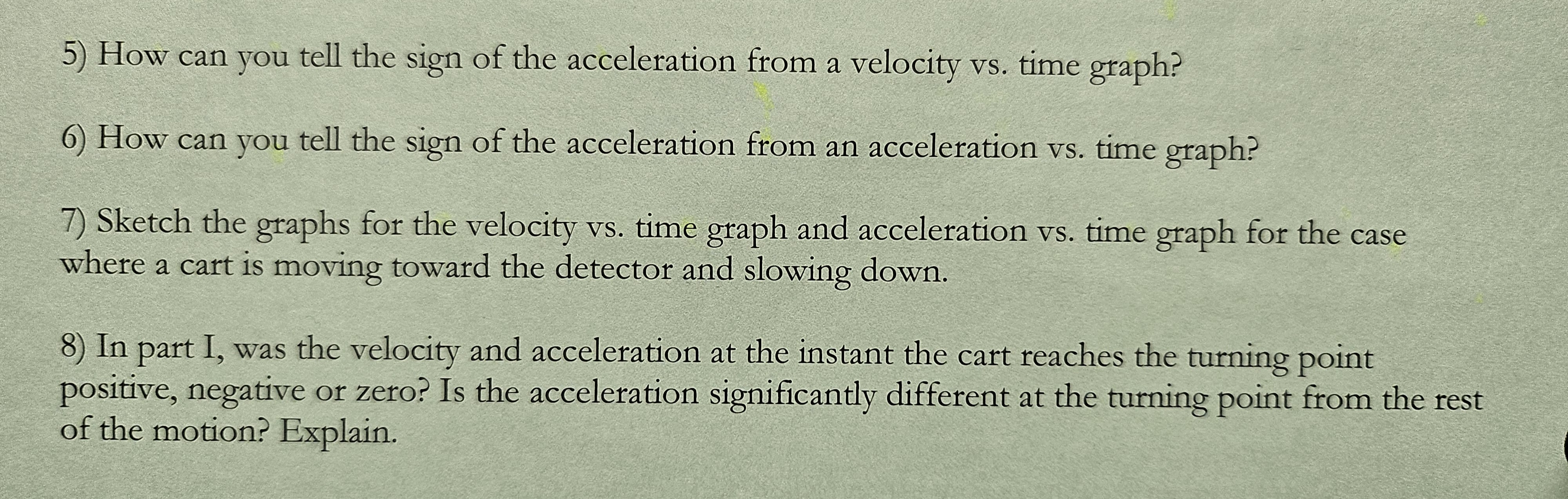 Solved How can you tell the sign of the acceleration from a | Chegg.com