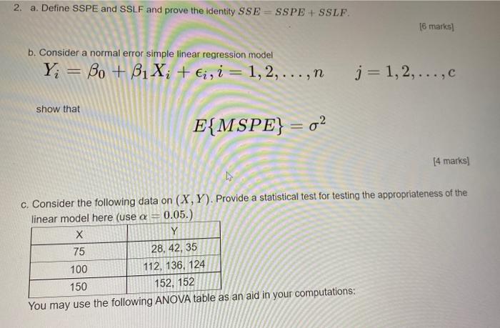 Solved 2. a. Define SSPE and SSLF and prove the identity | Chegg.com