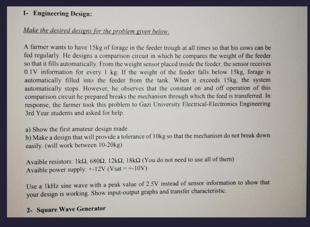 Solved Make the desired designs for the problem given below. | Chegg.com