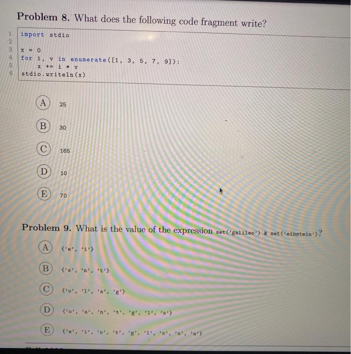 Solved Problem 8. What does the following code fragment | Chegg.com