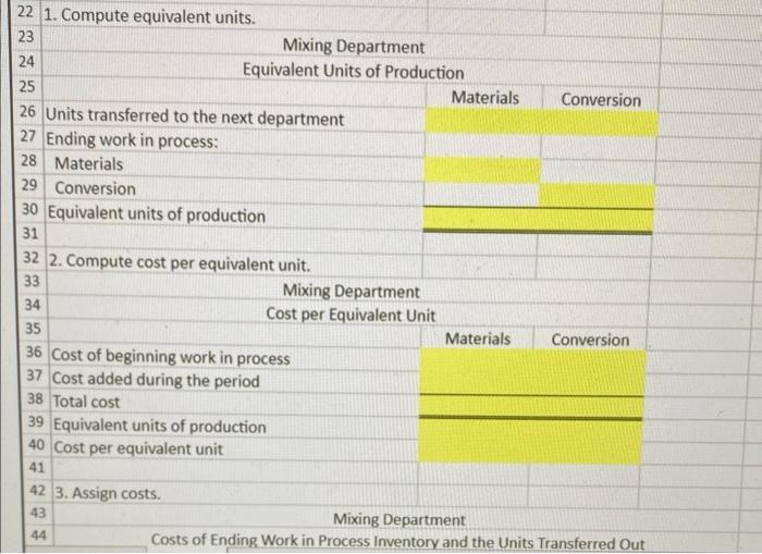 Solved 1. Compute the equivalent units of production using | Chegg.com