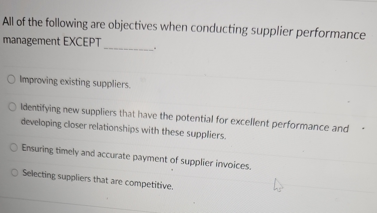 Solved seAll of the following are objectives when conducting | Chegg.com