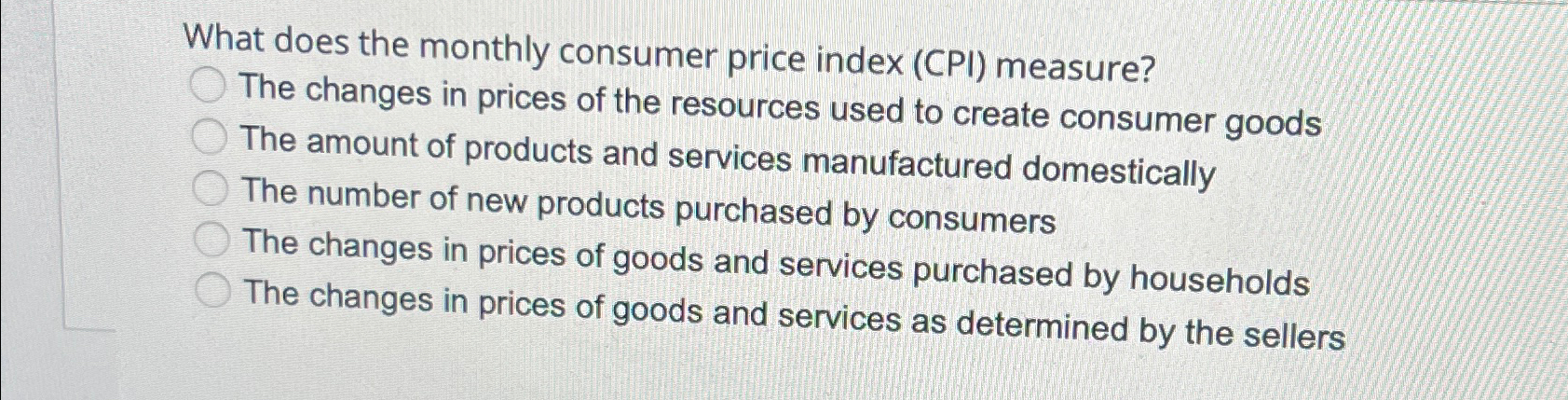 Solved What does the monthly consumer price index (CPI) | Chegg.com