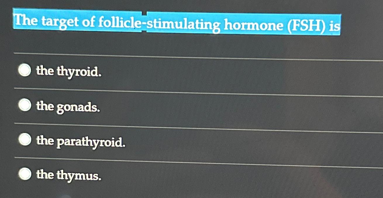 Solved The target of follicle-stimulating hormone (FSH) | Chegg.com