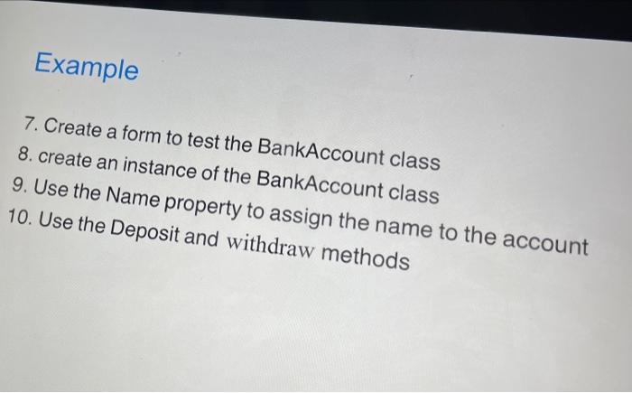 Solved Example • classes Account and AccountTest. • The | Chegg.com