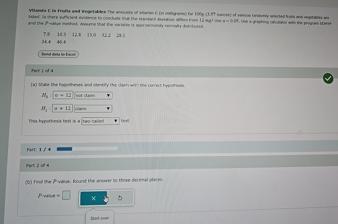 Solved Vitamin C ﻿in Fruits and Vegetables The amounts of | Chegg.com