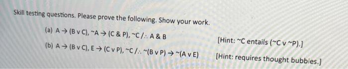 Solved Skill testing questions. Please prove the following. | Chegg.com