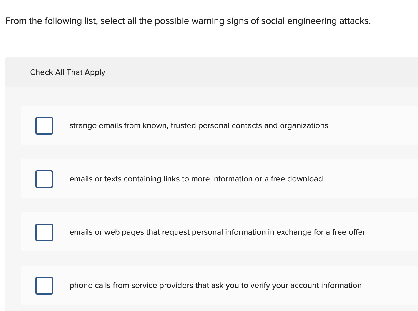 Solved From the following list, select all the possible | Chegg.com