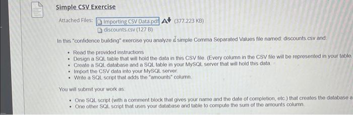 Solved Simple CSV Exercise Attached Files: A. (377.223 KB) | Chegg.com