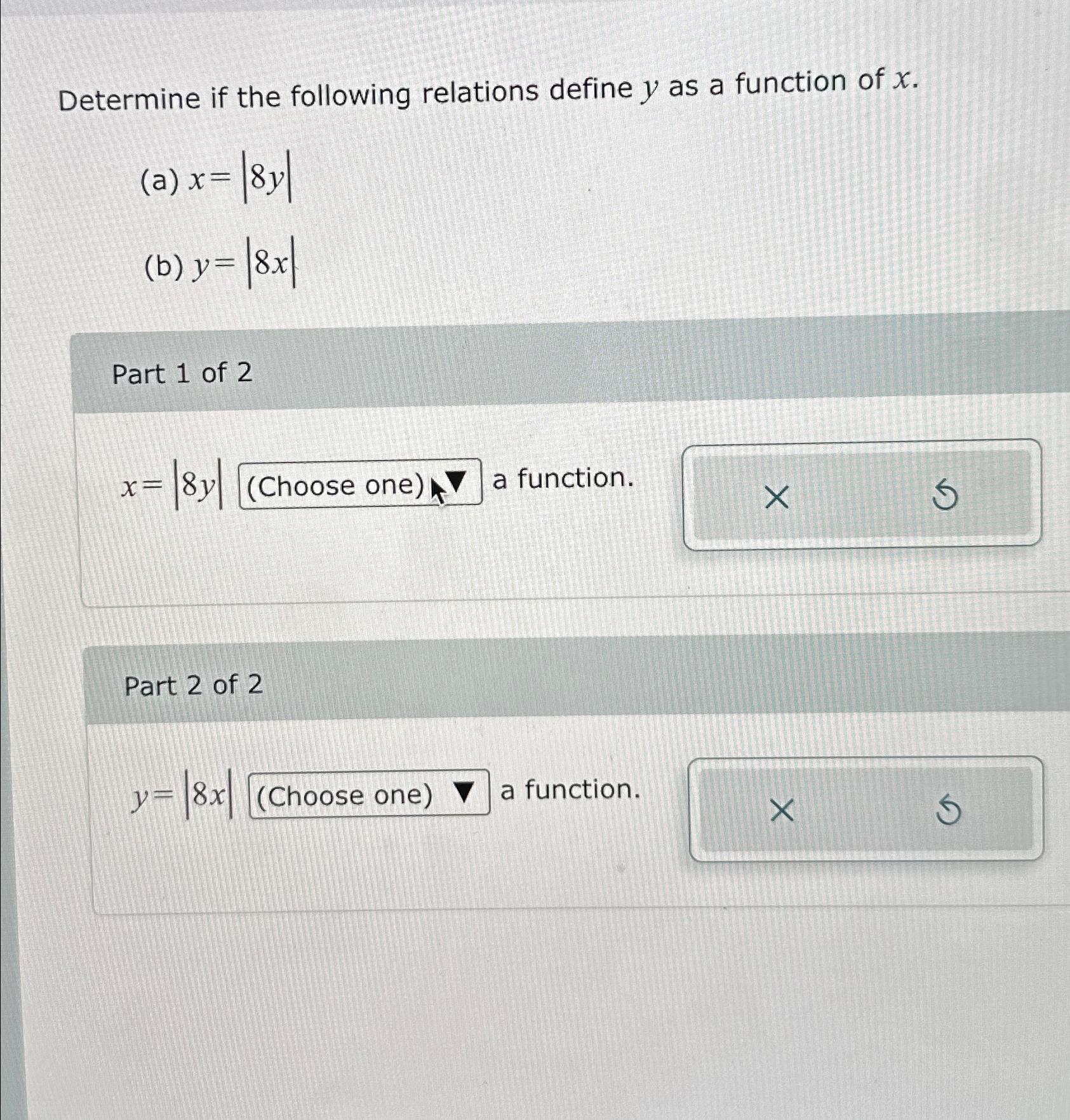 Solved Determine if the following relations define y ﻿as a | Chegg.com