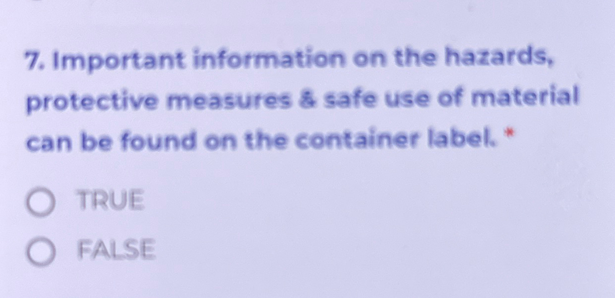 Solved Important information on the hazards, protective | Chegg.com