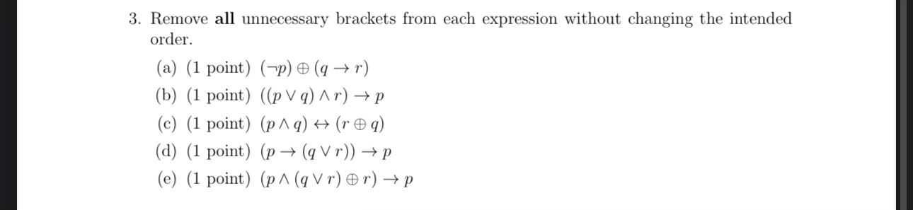 Solved Remove all unnecessary brackets from each expression | Chegg.com