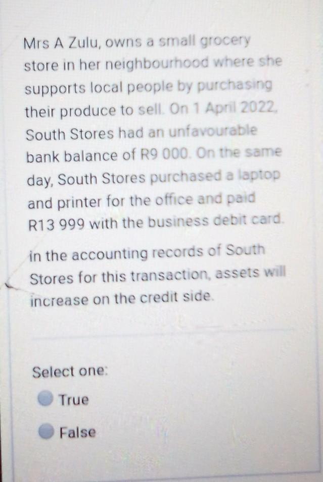 Solved Mrs A Zulu, owns a small grocery store in her | Chegg.com