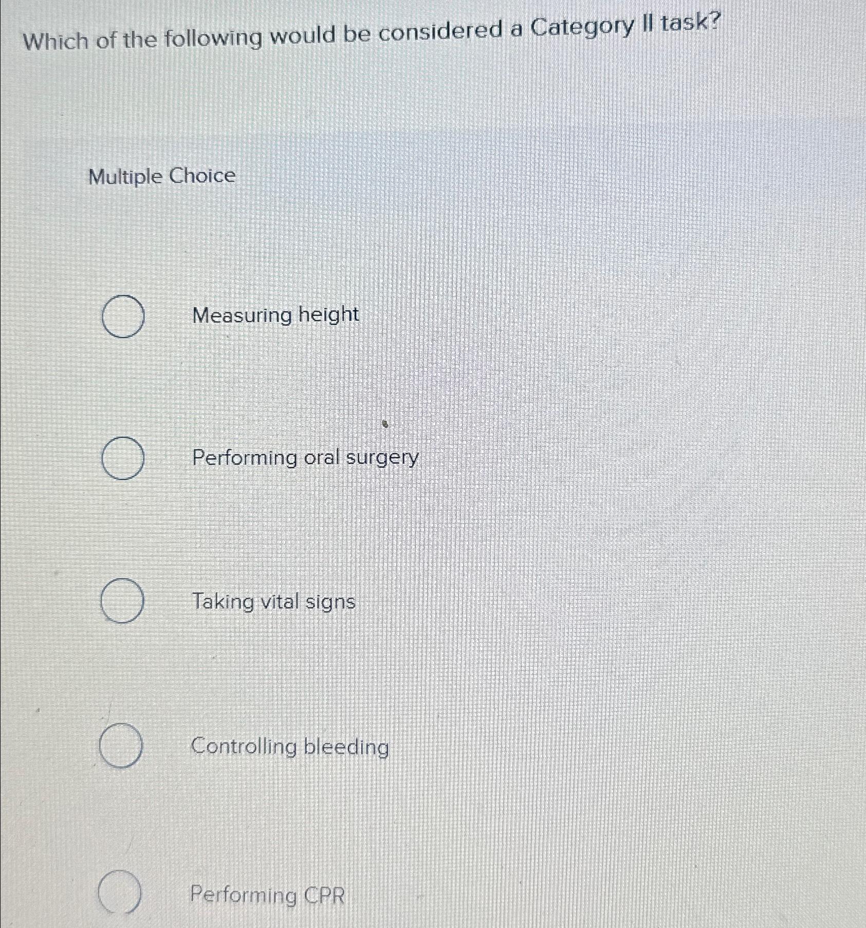 Solved Which of the following would be considered a Category | Chegg.com