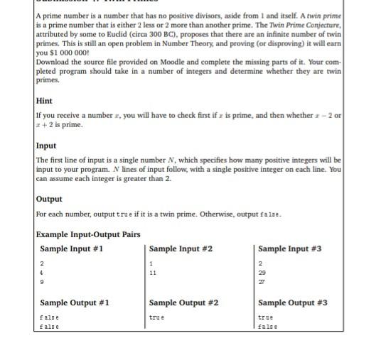 Solved A prime number is a number that has no positive | Chegg.com