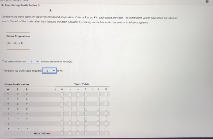 Solved 5. Completing Truth Tables 3 Complete the truth table | Chegg.com