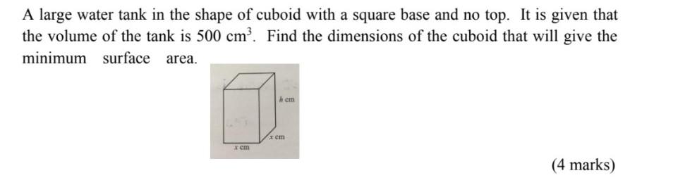 Solved A large water tank in the shape of cuboid with a | Chegg.com