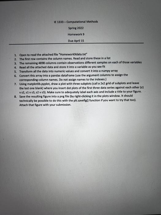 Ie 1333 Computational Methods Spring 2022 Homework 7911