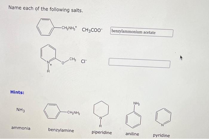 Solved Name each of the following salts. Hints: NH3 | Chegg.com