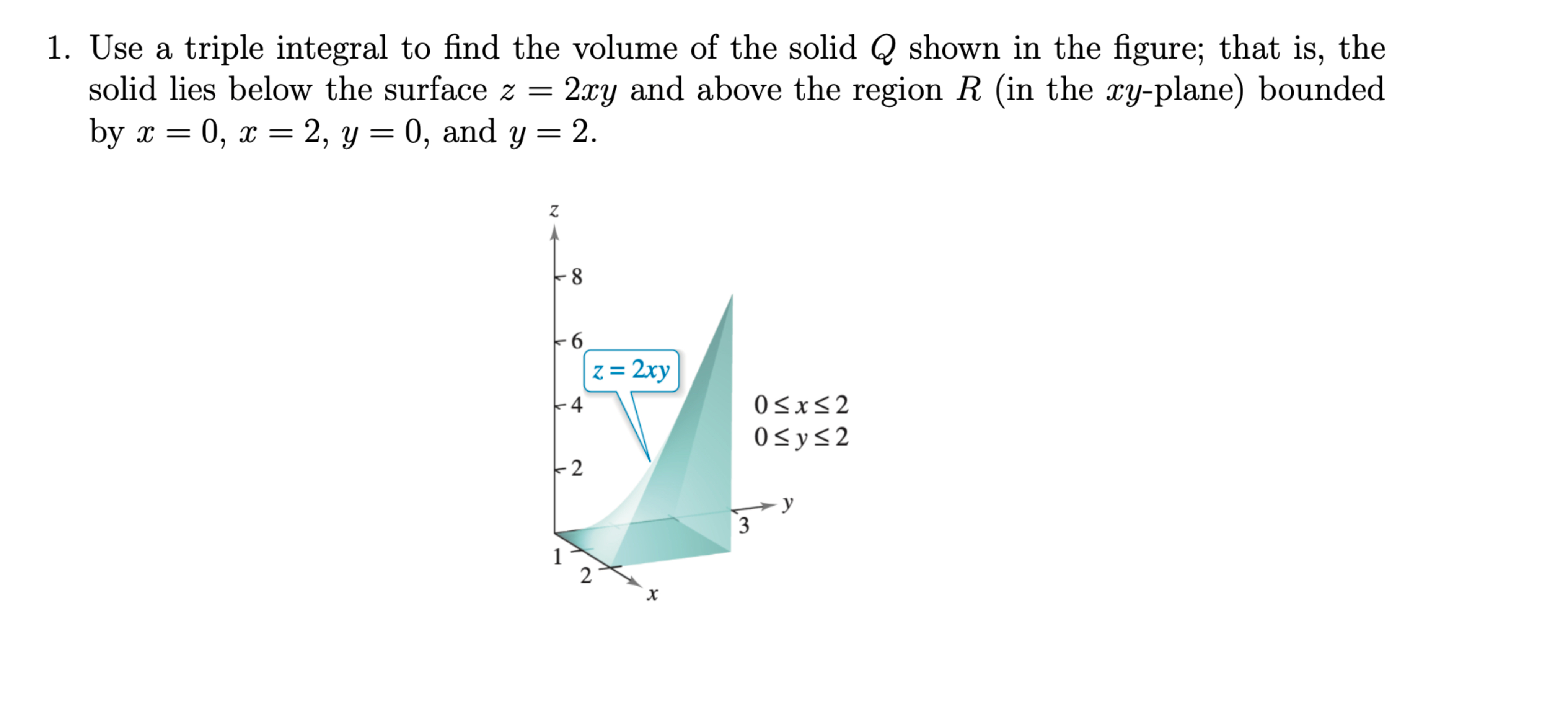 Solved Use a triple integral to find the volume of the solid | Chegg.com