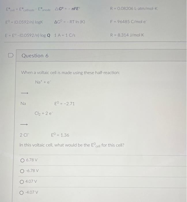 Solved Ecell 0=Ecathode 0−Eanode | Chegg.com