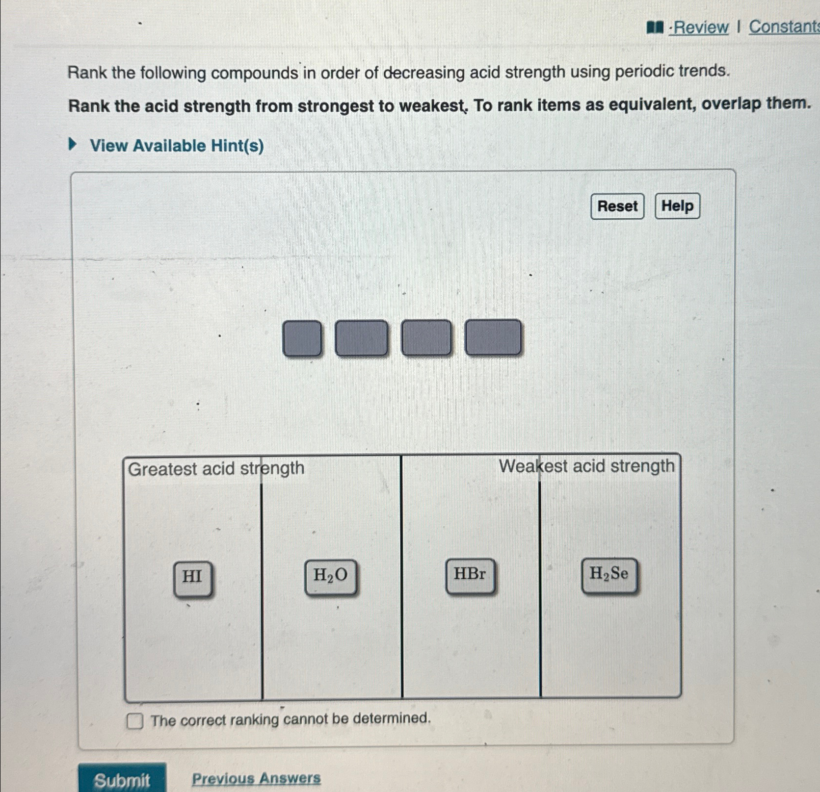 Solved Review I ConstantRank the following compounds in | Chegg.com