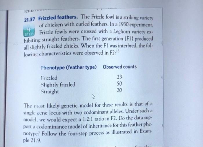 Solved 21.37 Frizzled feathers. The Frizzle fowl is a | Chegg.com