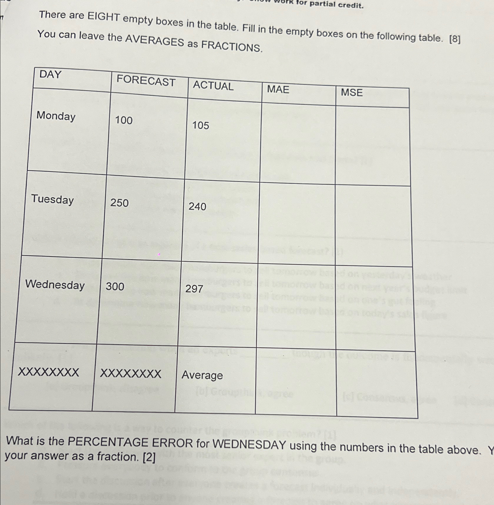 Solved There are EIGHT empty boxes in the table. Fill in the | Chegg.com