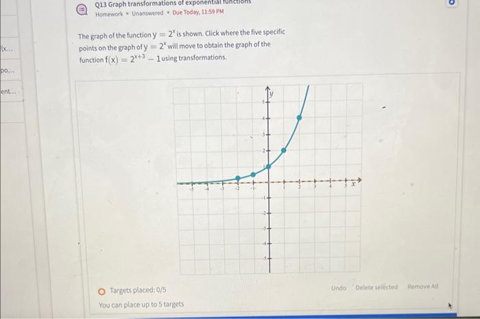 Solved The graph of the function y=2x is shown. Click where | Chegg.com